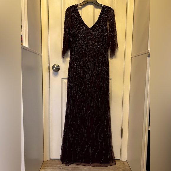 J Kara | Dresses | Jkara Wine Long Beaded Gown | Poshmark